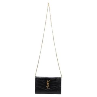 Saint Laurent Pre-owned Uptown Croc-Embossed Chain on Wallet - - Pre-owned - Damen - Schwarzk - ONE SIZE