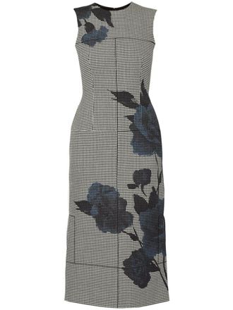 Erdem robe mi-longue à fleurs - Bleu