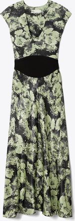 Tory Burch Damen Bedrucktes Viskosekleid mit U-Ausschnitt