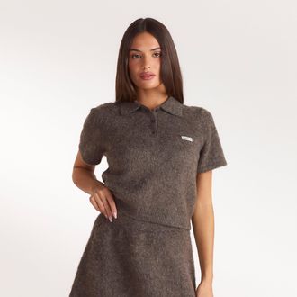 Lounge Polo en Maille - Marron Cendr&eacute; - XXL