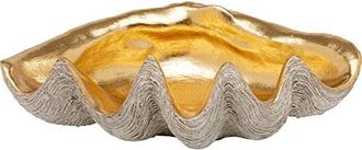 Kare Design Design Deko Schale Noble Shell, Obstschale, Dekoschale, Polyresin, Handbemalt, Unikat, 14x41x27 cm (H/B/T), Gold, Golden