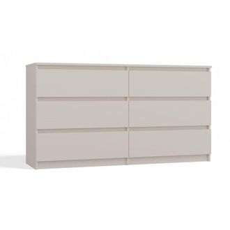 Topeshop Aster - Commode large chambre salon bureau beige - 6 tiroirs - 138x40x75cm - 6 tiroirs - Style scandinave