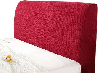 Generic Elastischer Kopfteilbezug, Jacquard-Kopfteil, waschbar, staubdicht, for die Schlafzimmerdekoration(Red,Queen:(71-79)/150-170cm)