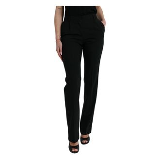 Dolce & Gabbana Schwarze Woll-Tapered-Hose - - Trousers - Damen - Schwarzk - XS
