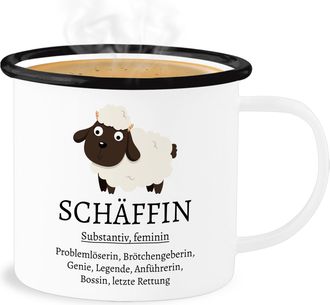 Shirtracer Emaille Becher Blechbecher - Kollegen - Tassen - Schäffin substantiv | Cheffinnen Geschenk Chefin Wichtelgeschenk lustig | Geschenke Chefinnen Weihnac