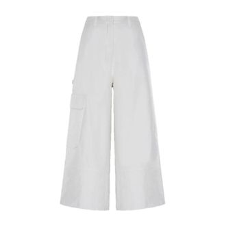 Moncler Femme, Pantalons, Blanc, Taille: 38 FR Cropped Wide Leg Pantalons