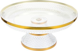 Angoily Kuchenst&auml;nder Acryl mit Hohem Fu&szlig; Transparenter Obstteller mit Goldrand Snack und Dessertplatte f&uuml;r Geburtstagsfeiern und Feste