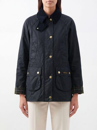 Barbour Beadnell Jacke aus gewachster Baumwolle mit Samtkragen