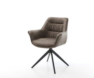 DELIFE Esszimmerstuhl Kaira-Flex Mikrofaser Taupe Vintage Kreuzgestell breit Schwarz, Esszimmerst&uuml;hle