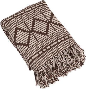 Bloomingville Brauner, weicher Überwurf aus recycelter Baumwollmischung mit Rautenmuster, Beige