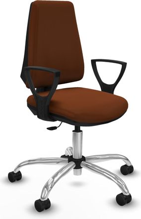 Piqueras y Crespo Home Office Elche Stuhl mit festen Armlehnen, ausgestattet mit grundlegendem Permanentkontakt und Schneideschaum, mit Rollen 65 mm, Nylon, Braun