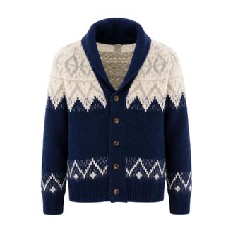Eleventy Homme, Pulls, Multicolore, Taille: XL Gilet &agrave; col ch&acirc;le jacquard