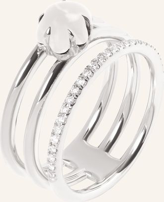 Vieri Vieri Ring Wolke Milchquarz Brillant Pav&eacute; Dreireihig silber