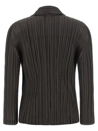 Pleats Please Issey Miyake Pleated Polyester Blazer - Gray