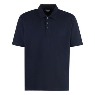 Bottega Veneta Baumwoll-Poloshirt mit Seitenschlitzen - - Tops - Herren - Blau - M