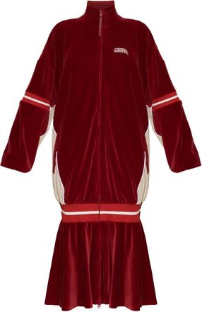 Lacoste Robe en velours avec logo - Femme - Robes - Rouge - Taille: 36/38 FR