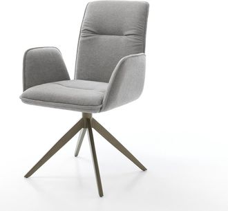 DELIFE Drehstuhl Vinja-Flex Strukturstoff Soft Grau Kreuzgestell breit Effektfinish Titan 360&deg; drehbar Wippfunktion, Esszimmerst&uuml;hle