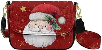Hugs Idea Sac à bandoulière de Noël pour femme en cuir avec large sangle, Père Noël., Taille unique