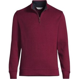 Lands End Zipper-Pullover aus Bedford-Ripp, Herren, Größe:56-58 regular, Rot, Baumwolle, by Lands End