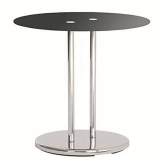Haku Möbel Table dappoint chromé, Noir, métal, Verre trempé - Dim.: H 55 cm x Ø 40 cm, Style: Modern