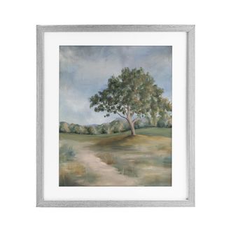Stupell Industries Kunstdruck Countryside Tree Landschaft, gerahmt, unter Glas, Design von Leah Noel Art, 40,6 x 33 cm, Grau