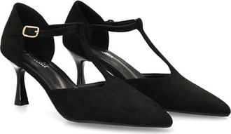 Shoes & Blues Chaussures à talon moyen avec bande en T pour femme. Élégantes, confortables et polyvalentes. Design type salon. Idéales pour lhiver. Fermeture à bouc