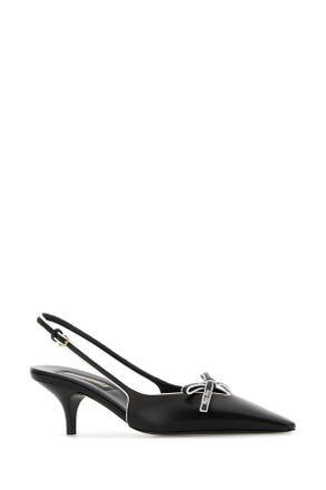 Miu Miu Womens Black Leather Nappa Pumps Nerobianco Agnello Scarpe Con Tacco High Heel Shoes