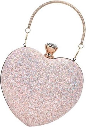 BESTONZON Paquet Bandoulière de Coeur à Sequins Pochette Rose Chaîne Petite Taille pour Dîner Soirée et Mariage Accessoire Élégant pour Femme et Fille