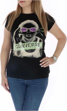 Converse Femme, Tops, Noir, Taille: 40 FR D&eacute;bardeur Imprim&eacute; Noir Sans Manches