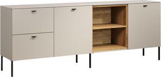 Trendteam Sao Paulo - TV-Schrank - Kashmir (Beige)/Evoke Eiche - Lowboard für Fernseher bis 65 Zoll - (BxHxT) 200 x 75 x 40 cm - integrierte Kabeldurchführung