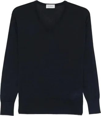 John Smedley Homme, Pulls, Bleu, Taille: L Pull Anne col en V