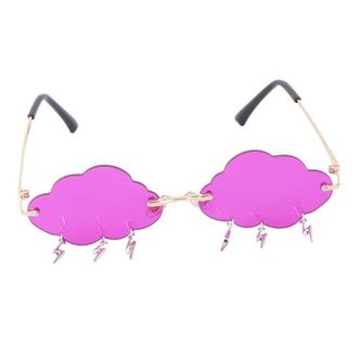 FOMIYES Lunettes Styl&eacute;es sans Monture Motif Nuage et &Eacute;clair pour F&ecirc;tes et Photos Protection UV pour Hommes et Femmes Gris Violet