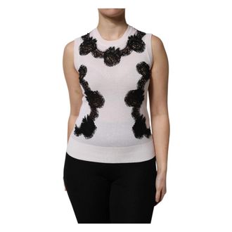 Dolce & Gabbana Wei&szlig;es Blumen Spitzen Tank Top - - Knitwear - Damen - Wei&szlig; - XS