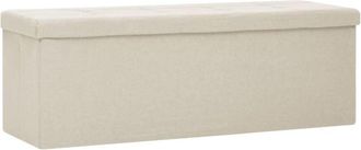 vidaXL Faltbare Sitzbank mit Stauraum Cremewei&szlig; Leinenoptik - Vidaxl