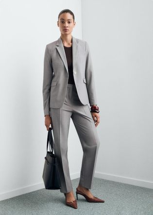 Mango Pantalon droit costume gris - Femme - 32 - MANGO