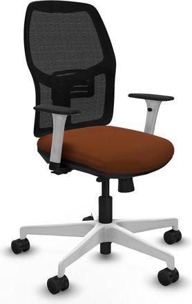 Piqueras y Crespo Alfera atmungsaktiver Schreibtischstuhl mit wei&szlig;en und schwarzen Armlehnen, h&ouml;henverstellbare Lendenwirbelst&uuml;tze, ausgestattet mit Syncro/Traslack und