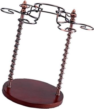 SOLUSTRE Weinglashalter aus Robustem Metall mit Holzsockel Platzsparendes Weinbecherregal zum Aufhängen unter Küchenschrank Rostfrei und Langlebig für Weinlieb