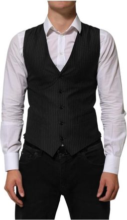 Dolce & Gabbana Homme, Costumes, Noir, Taille: XS Gilet de costume formel en laine