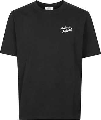 Maison Kitsun&eacute; Homme, Tops, Noir, Taille: L T-Shirt Confort Handwriting