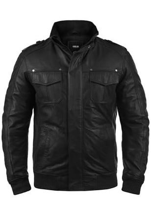 Solid SDCamash Homme Veste en Cuir Veste de Motard en Cuir &agrave; col Montant Cuir v&eacute;rtitable Poches en Biais Poignets c&ocirc;tel&eacute;s 100% Cuir de Mouton Regular Fit, T