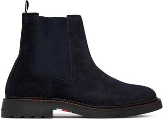 Tommy Hilfiger Klassische Stiefeletten Corporate Casual Suede Chelsea FM0FM05952 Dunkelblau