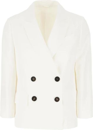 Brunello Cucinelli Femme, Vestes, Beige, Taille: 40 FR Blazer crois&eacute; Monili
