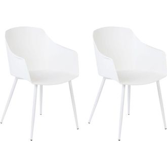 Beliani Esszimmerstuhl 2er Set Weiß Kunststoff mit Metallgestell Armlehnen Modern Skandinavisch Wohnzimmer Esszimmer Flur Diele