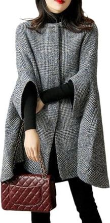 Generic Manteau cardigan cape pour femme, poncho &agrave; manches 3/4, poncho &agrave; simple boutonnage, v&ecirc;tements dext&eacute;rieur chauds et tendance pour lautomne et lhiver, g
