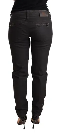 Ermanno Scervino Womens Black Low Waist Skinny Slim Trouser Cotton Jeans