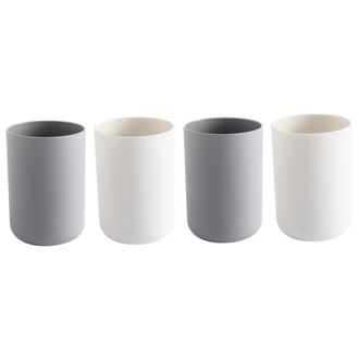 Cabilock 4st&uuml;cke Zahnputzbecher Edle Graue Und Wei&szlig;e Zahnb&uuml;rsten-tassen F&uuml;r Badezimmer Tragbare Mundsp&uuml;lbecher F&uuml;r Reisen Pro Farbe