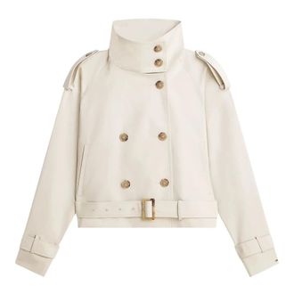 Tommy Hilfiger Femme, Manteaux, Blanc, Taille: 36 FR Veste trench courte hydrofuge
