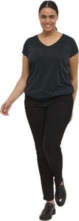 Kaffe Curve T-Shirt KClina Damen Große Größen T-Shirt Kurzarm Casual Shirt V-Ausschnitt L, Washed Black L
