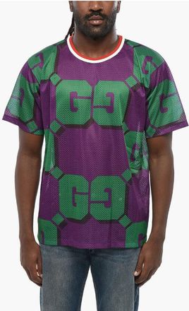 Gucci Two-Tone Perforated Crew Neck T-Shirt size S