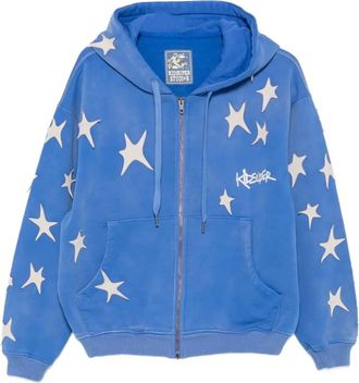 KidSuper Studios Homme, Sweatshirts et sweats &agrave; capuche, Bleu, Taille: M Stars Patchwork Washed Sweat &agrave; capuche